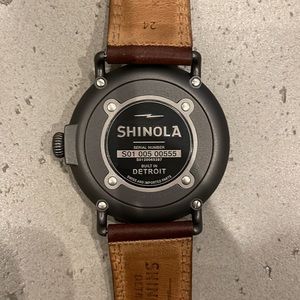 Shinola | Accessories | Mens Shinola Watch Black Face Wdark Brown ...